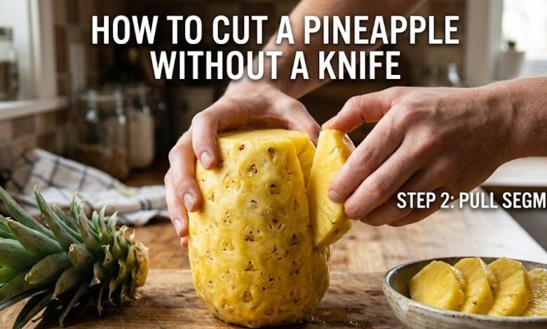 How to Cut a Pineapple Without a Knife: Easy Methods, Tips & Safety ...